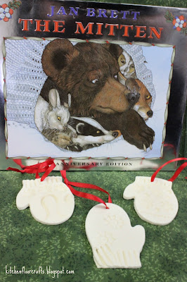 Kitchen Floor Crafts: Mitten Ornaments Inspired by Jan Brett's "The Mitten"
