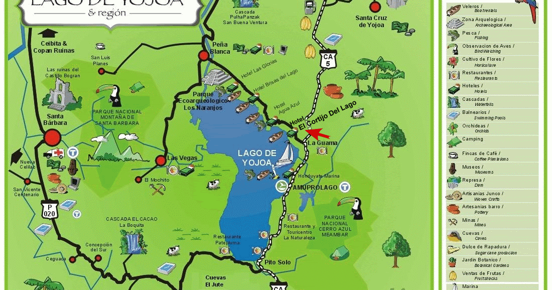 LUGARES TURÍSTICOS DE HONDURAS : LAGO DE YOJOA