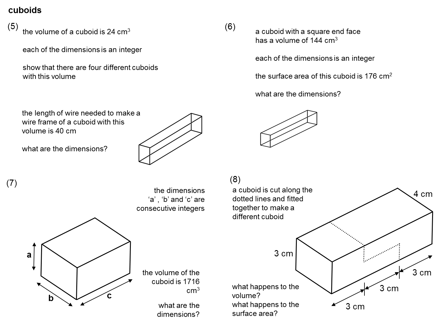 MEDIAN Don Steward mathematics teaching: cuboid volumes and surface area