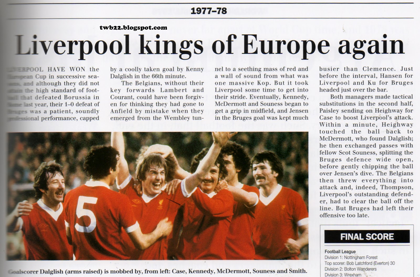 TWB22: Coupe des Clubs Champions 1977 1978 Liverpool Borussia ...