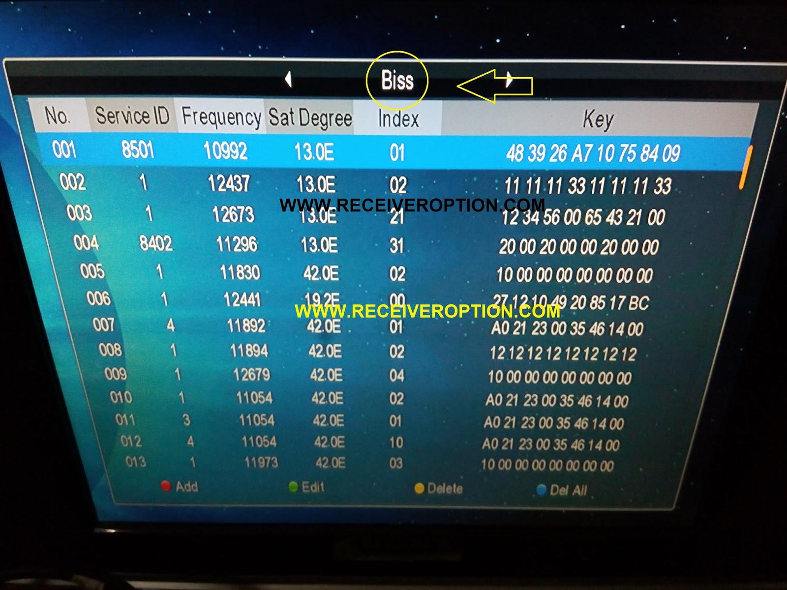 ECHOLINK 5050 HD RECEIVER BISS KEY OPTION - How To Enter Biss key Power ...