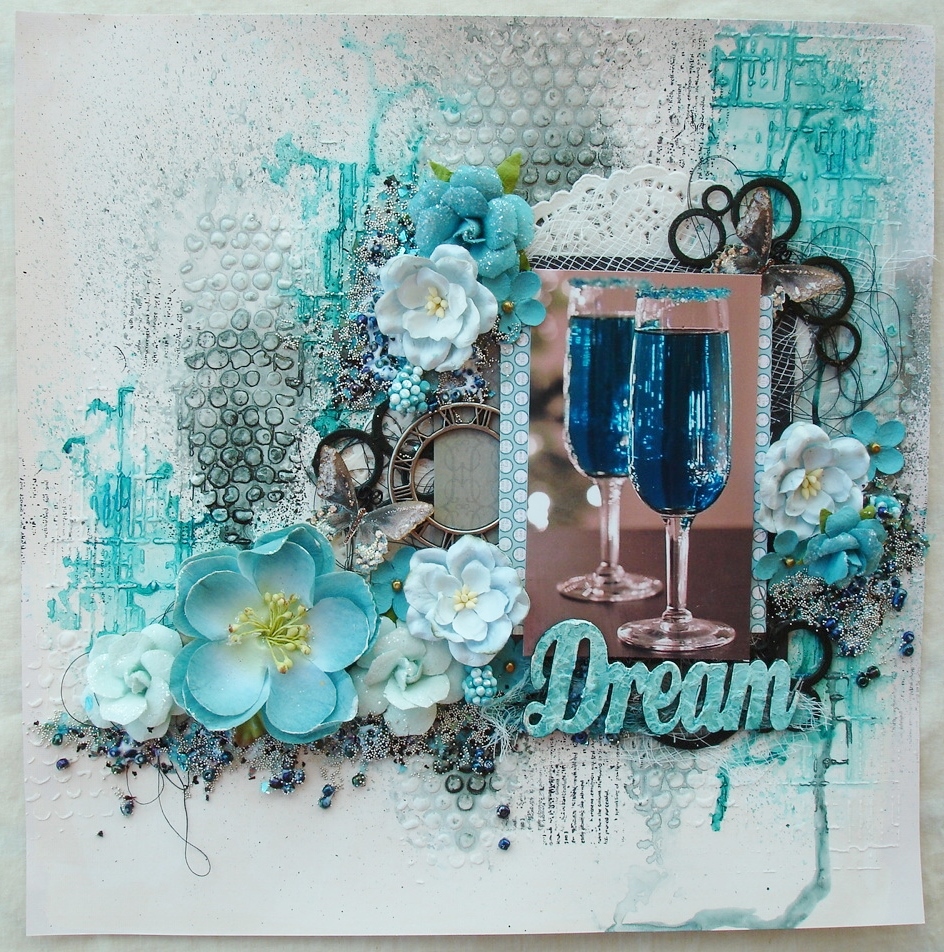 Reneabouquets: Dreamy Blue Scrapbook Layout