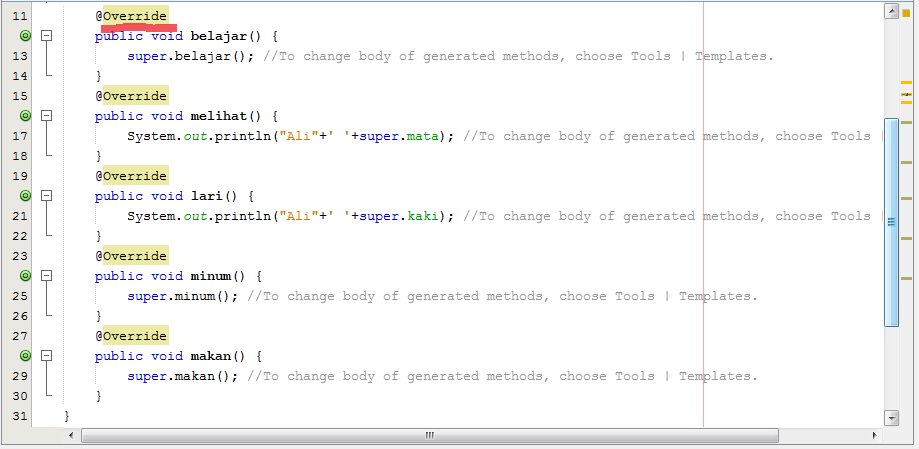 Tutorial Implementasi Inheritance dan Getter and Setter Manusia.java pada Java NetBeans