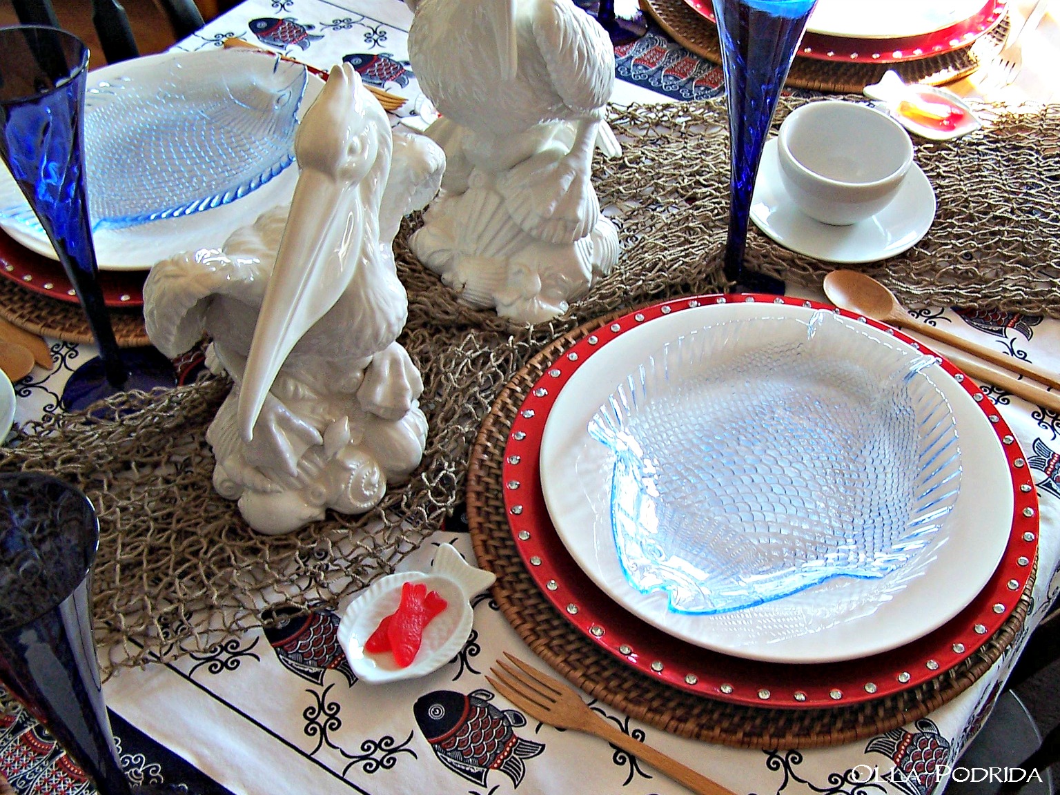 Olla-Podrida: One Fish, Two Fish, Red Fish, Blue Fish Tablescape