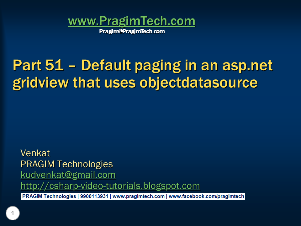Sql Server Net And C Video Tutorial Part 51 Default Paging In An Gridview That