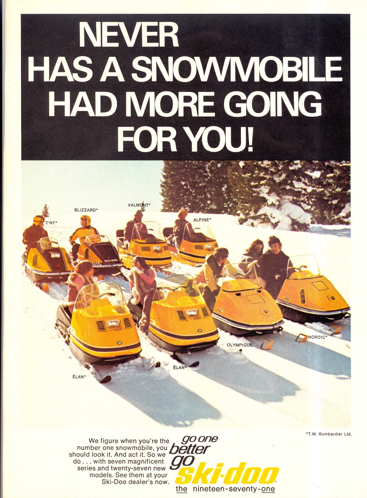CLASSIC SNOWMOBILES OF THE PAST: 1971 SKI-DOO SNOWMOBILE ADVERTISEMENT