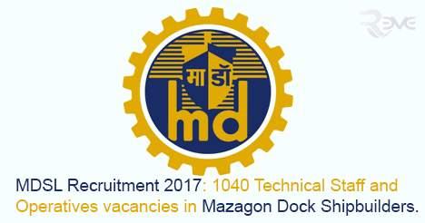 MDSL Recruitment 2017: 1040 Technical Staff and Operatives vacancies in ...