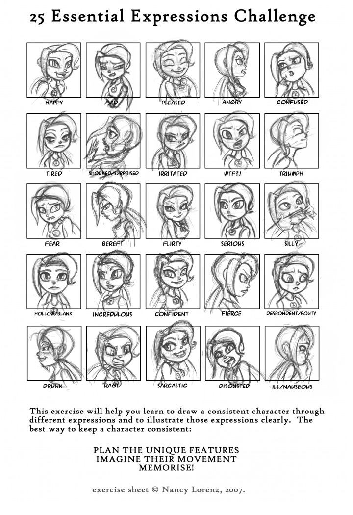 Tara's Drawing Jam: 25 Expression Challenge