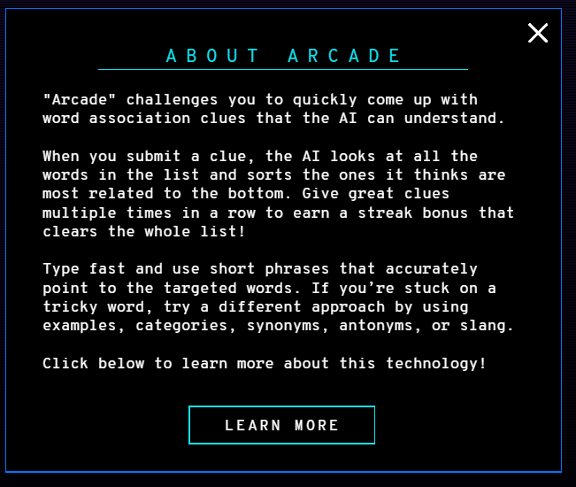 Time to Talk Tech : Semantris - Artificial Intelligence Arcade version ...
