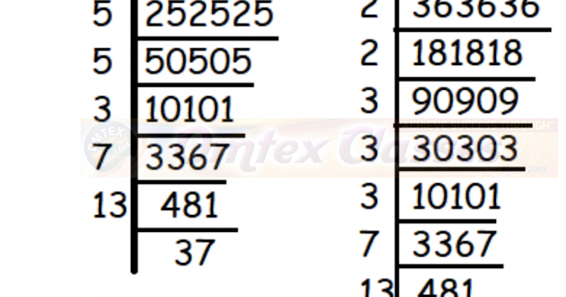 OMTEX CLASSES: Find the HCF of 252525 and 363636.