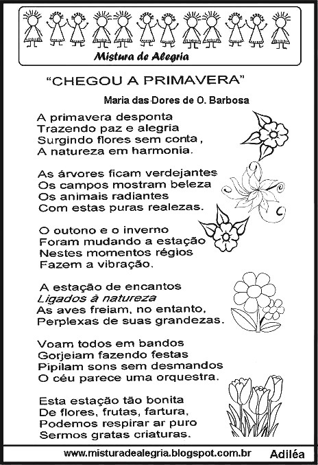 POESIA CHEGOU A PRIMAVERA COM INTERPRETAÇÃO PARA IMPRIMIR-Mistura de ...