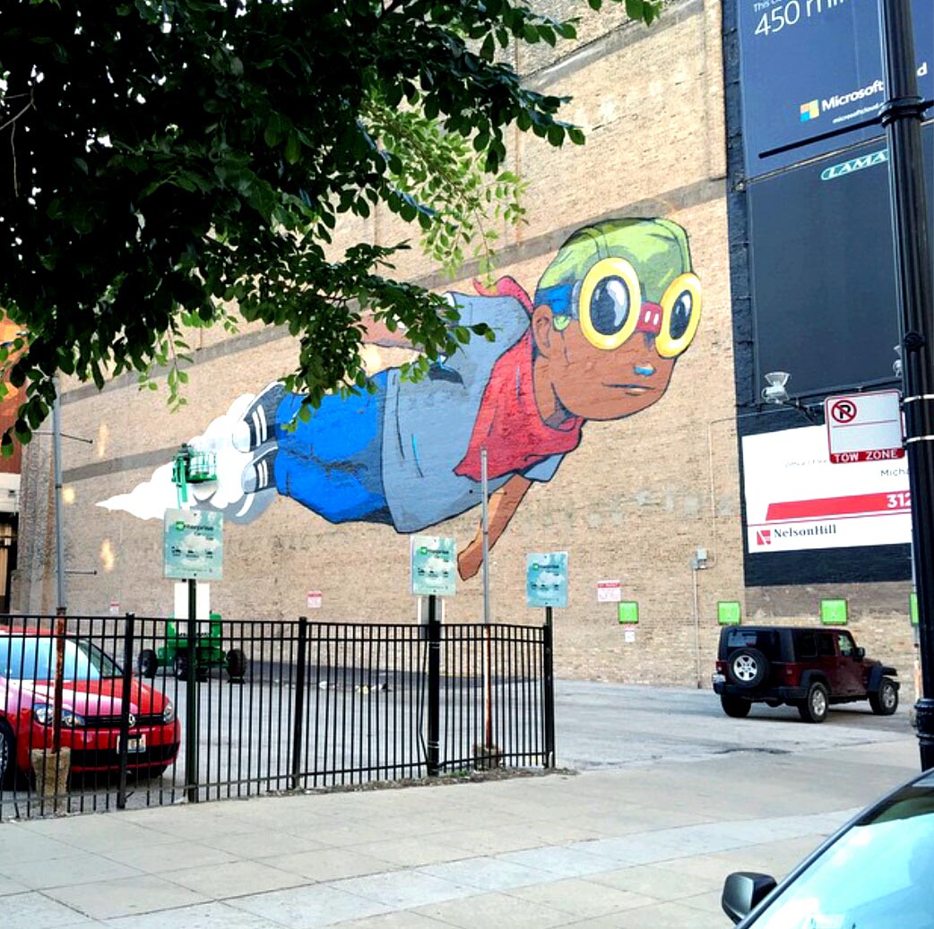 “Flyboy” a massive mural by Hebru Brantley in Chicago, USA – StreetArtNews