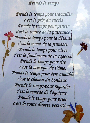 LES POESIES ELECTIVES: PRENDS LE TEMPS