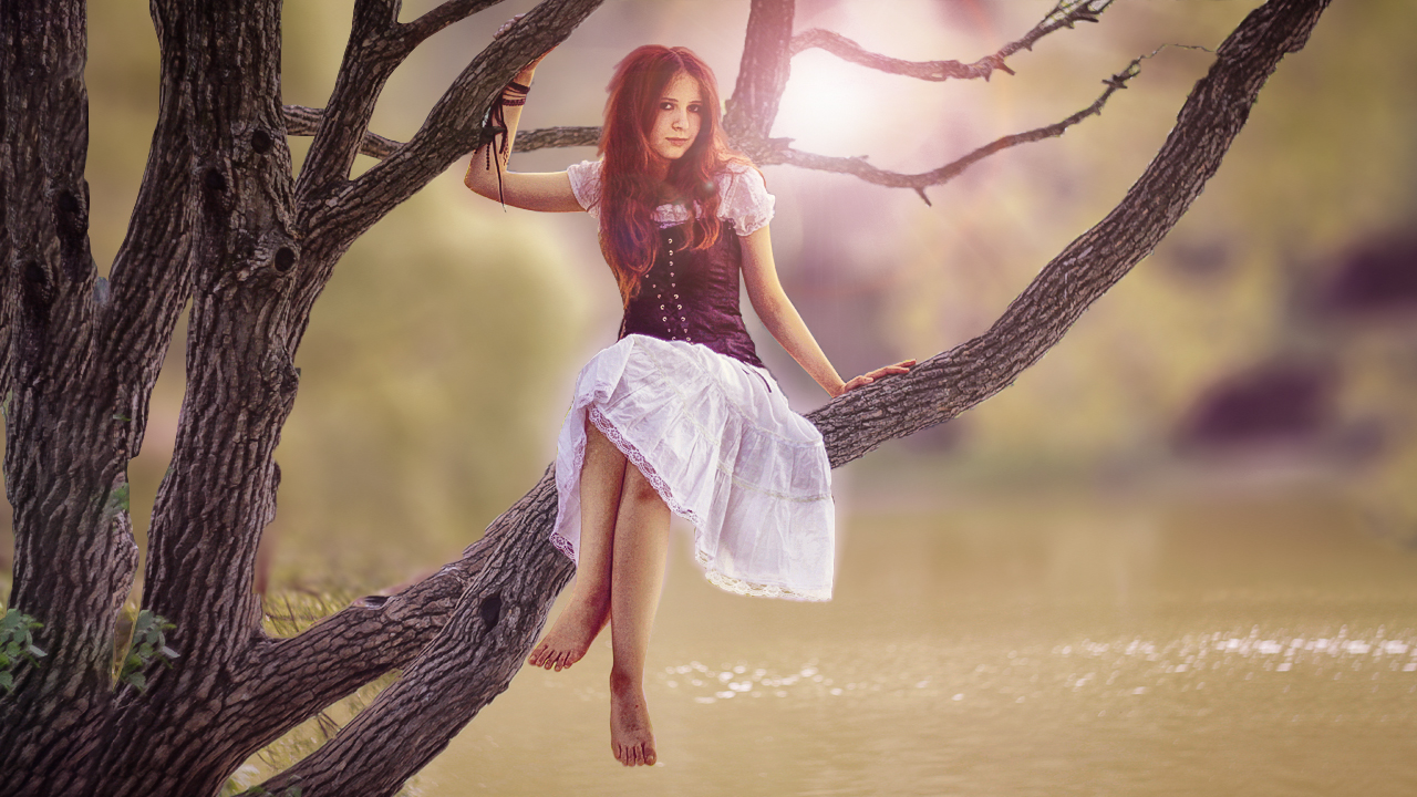Girl On Tree Photo Manipulation Baponcreationz