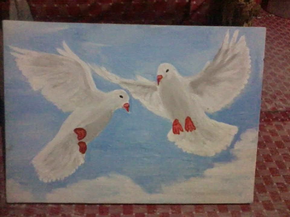 irna widyaningsih blog: lukisan sepasang merpati(karyaku)