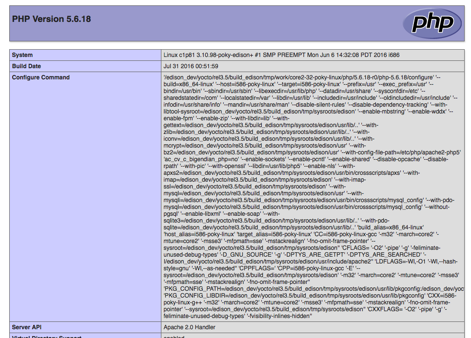 DHOB: Mini web server con Intel Edison