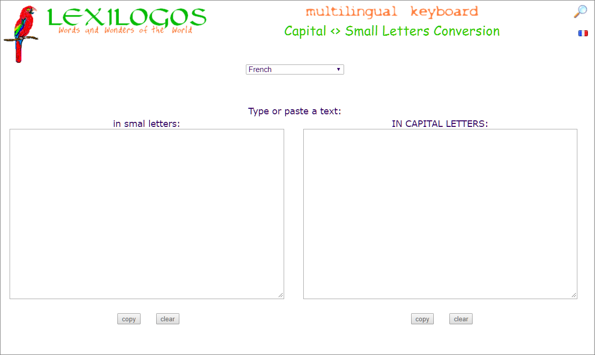 .: Convertir un texte en majuscules ou minuscules avec "Lexilogos"