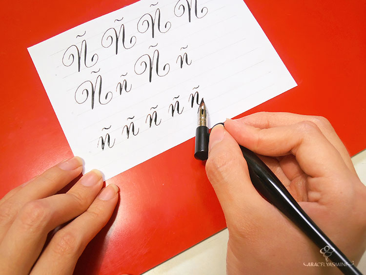 Caligrafía copperplate, ¿cómo escribir la letra "Ñ"? | Aracelyasmine ...