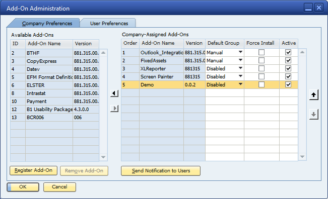 SAP Business One: Addon