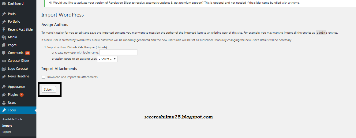 Cara Export dan Import postingan, media, laman di WordPress - Biologizone