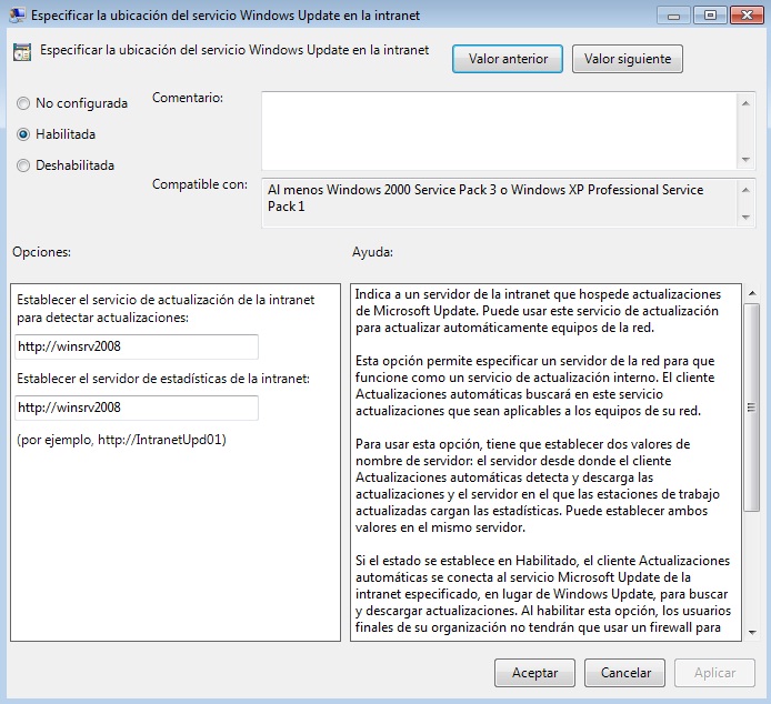 Servidor de Actualizaciones (WSUS II): Configuración de clientes y ...