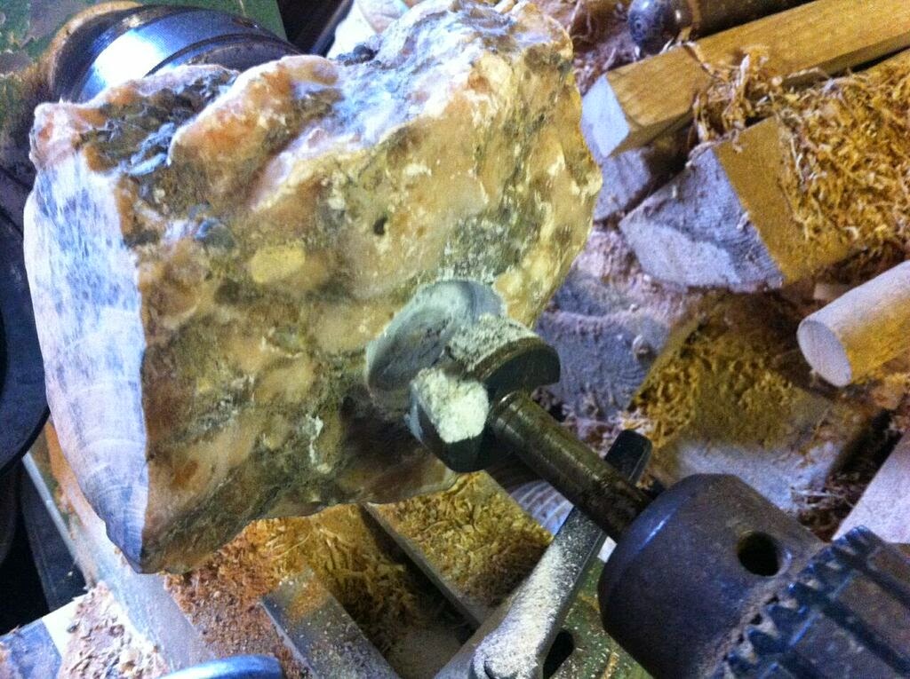 Benjamin's Barn________: Peach Alabaster Bowl, Lathe Turned.