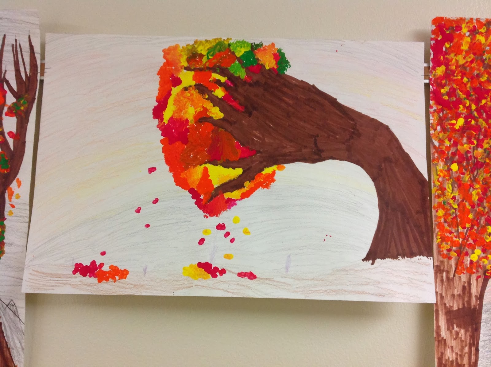 The Artsy Fartsy Art Room: 6th Grade Fall "Pointillism" Trees