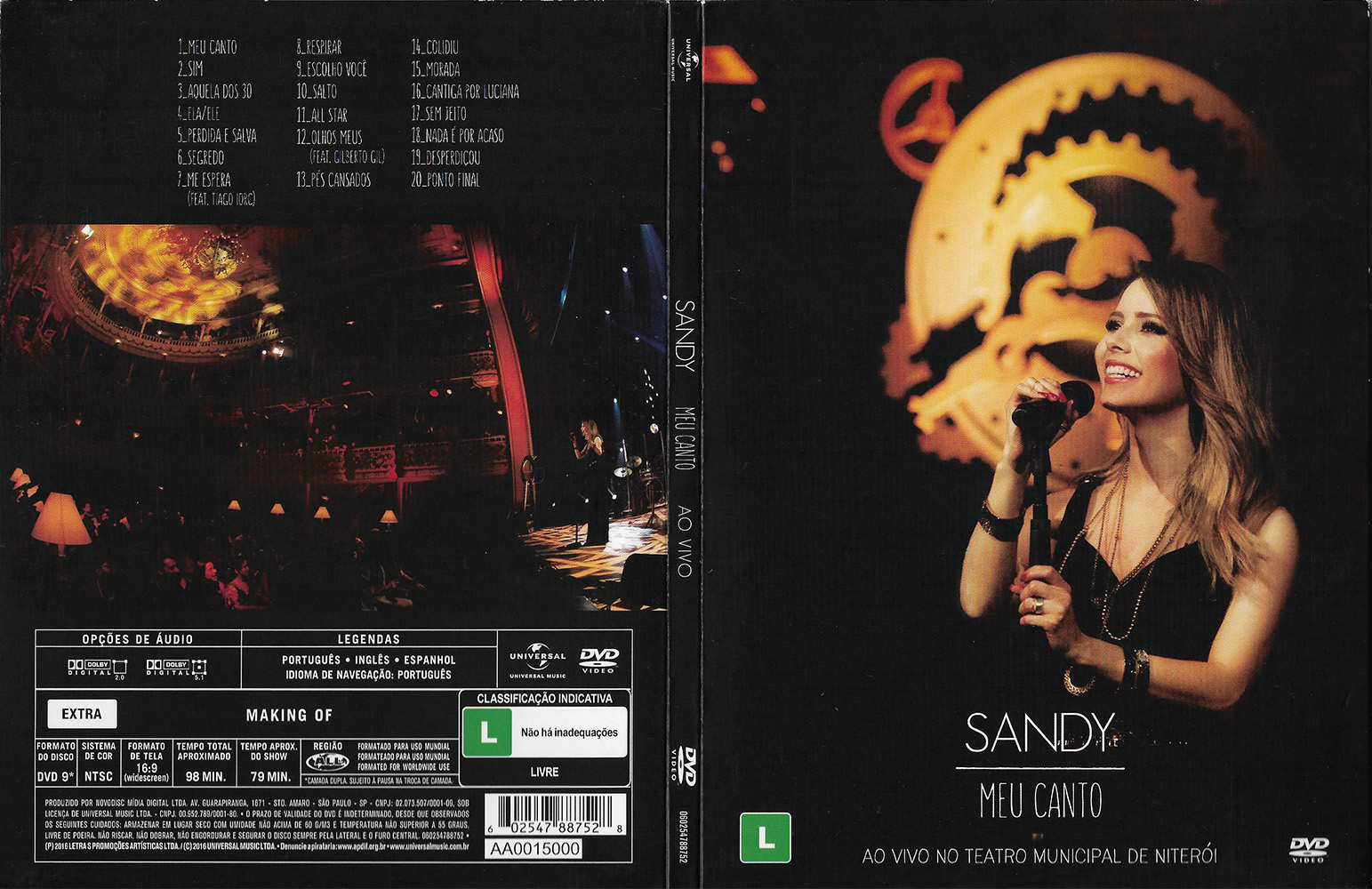 DVD: Sandy - Meu Canto (Ao Vivo no Teatro Municipal de Niterói ...