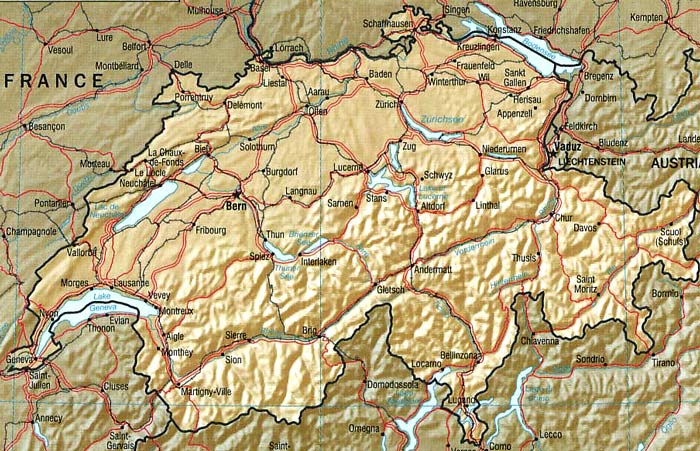 SWITZERLAND - GEOGRAPHICAL MAPS OF SWITZERLAND