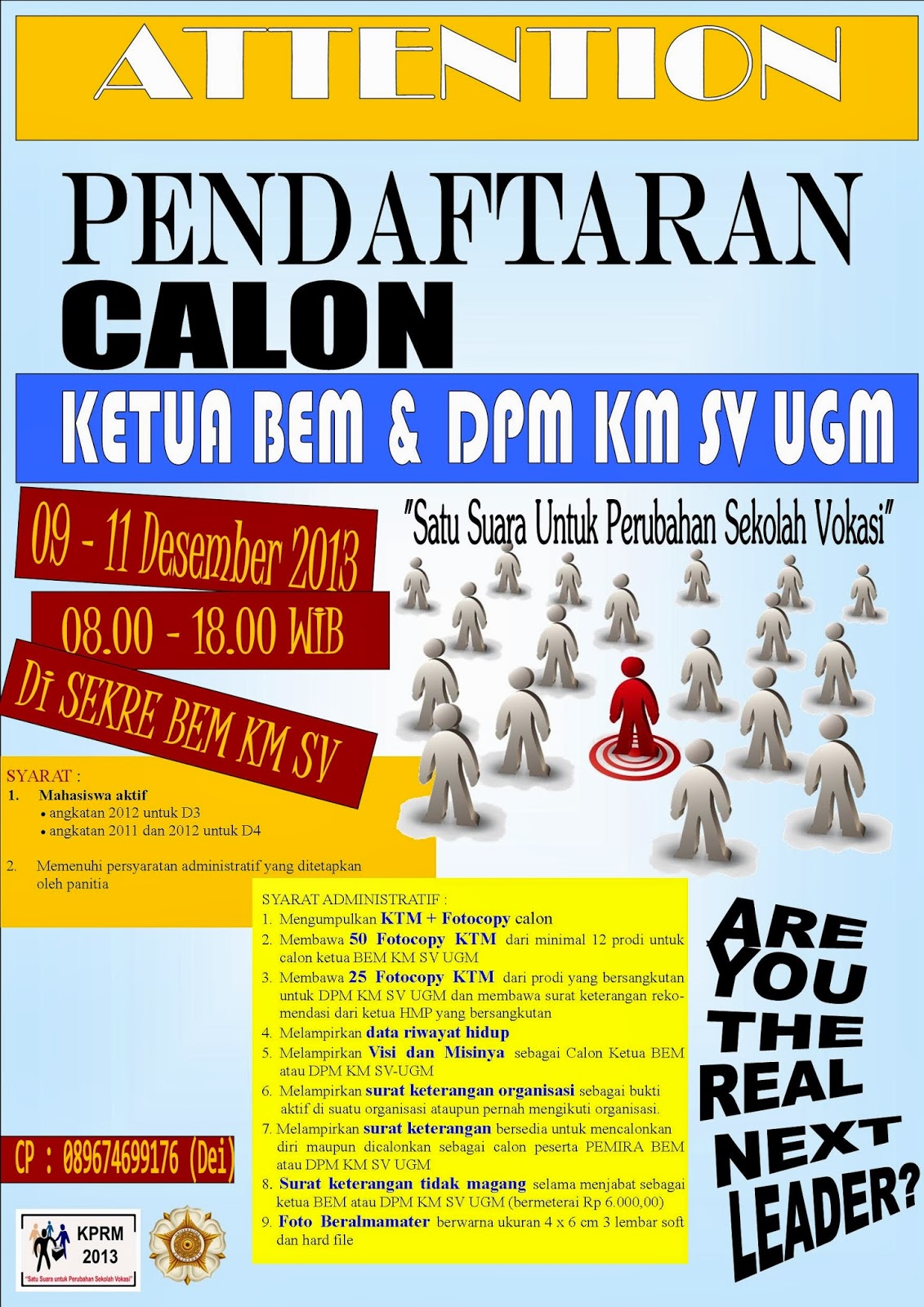 Pendaftaran Calon Ketua BEM & DPM KM SV UGM | PSDM BEM KM SV UGM