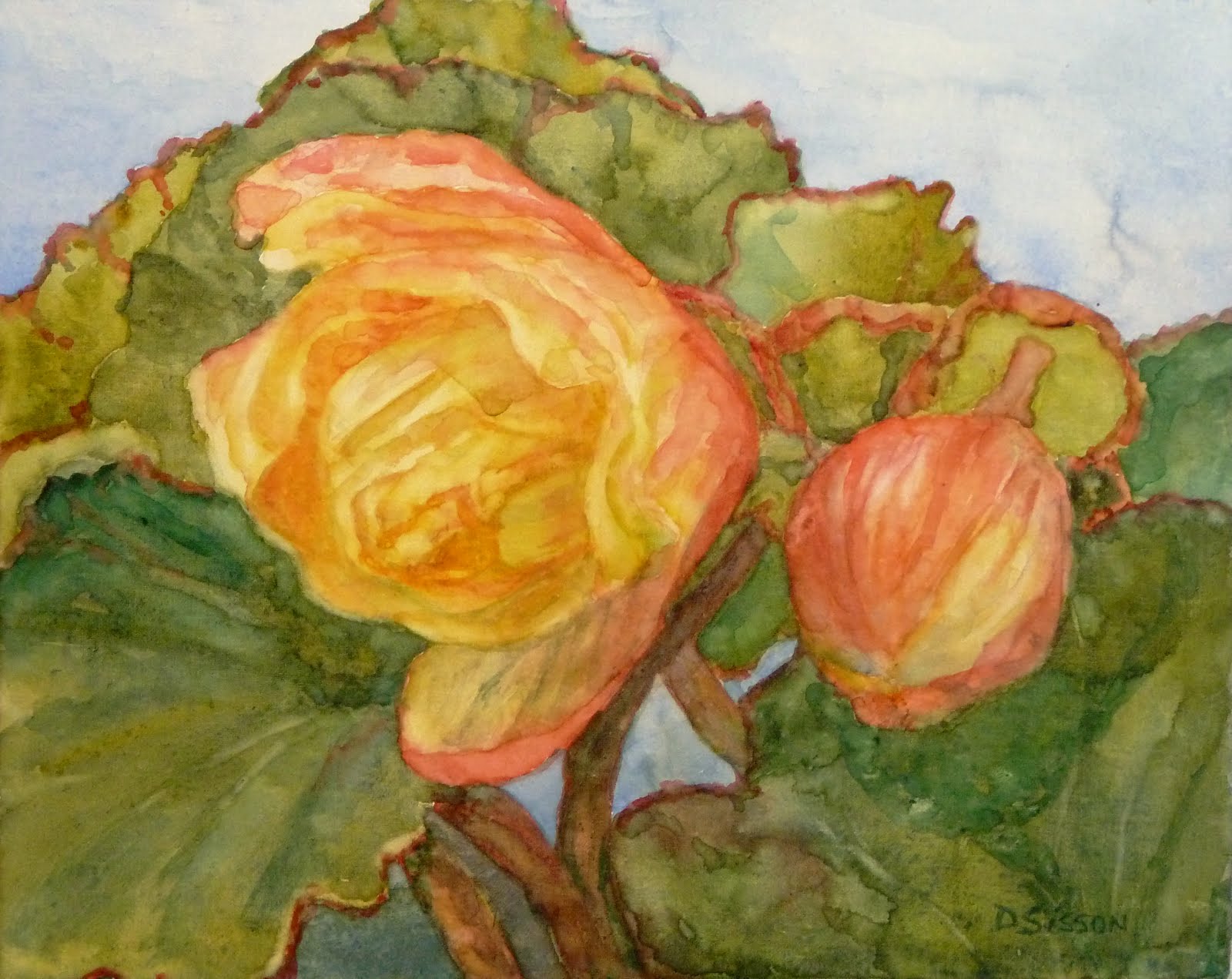 Daily Painting Projects: Begonia Blooms Oil Painting Flower Art Still ...