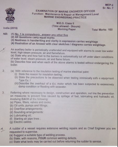 MEP 🔧- MEO Class 2 Papers