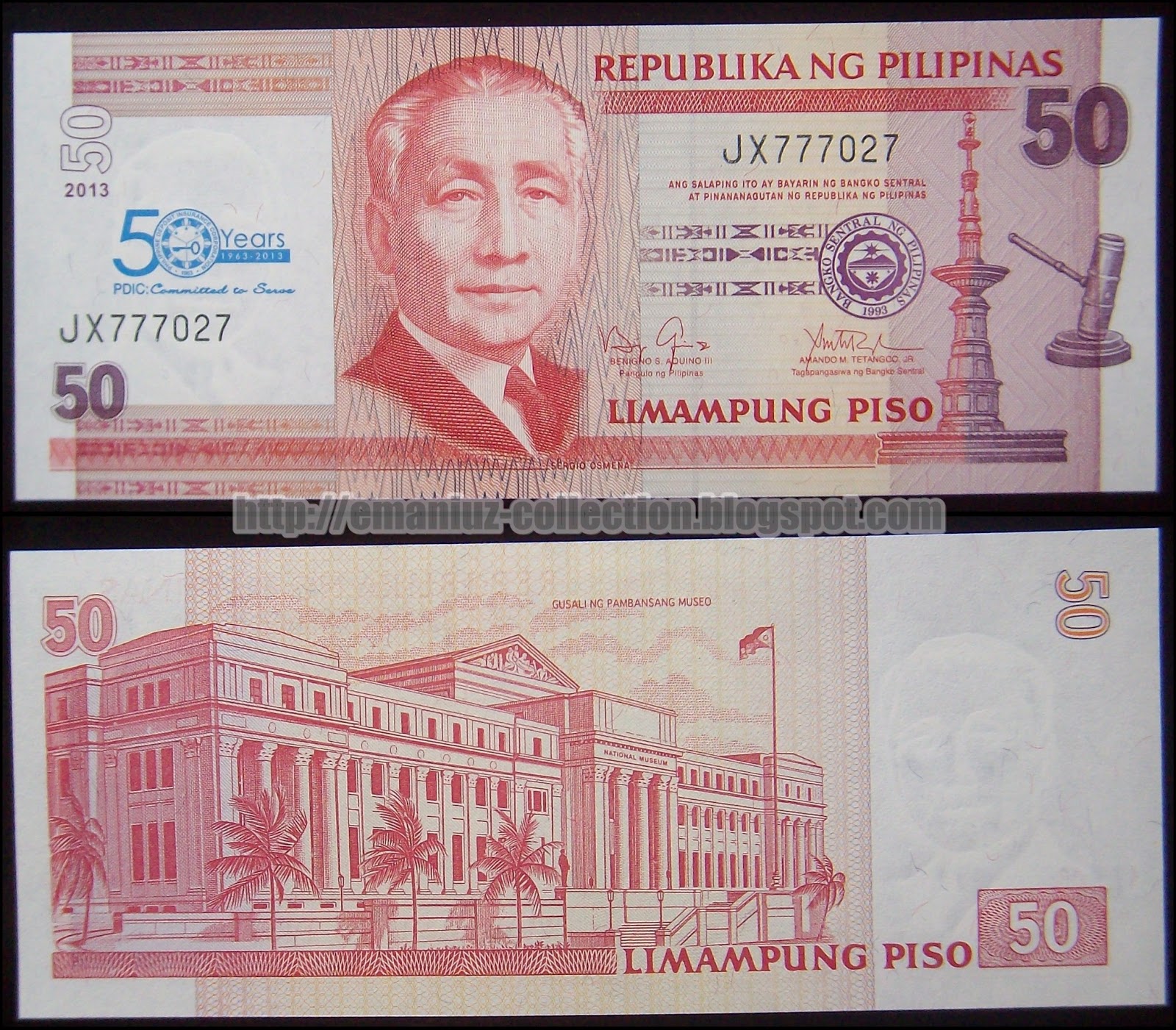 Banknote of the Philippines | 2012-2013 Commemorative O/P (50-Peso ...