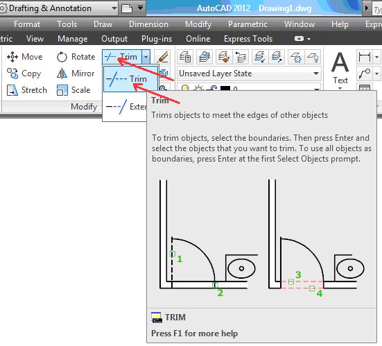 Cut line (Trim) - AUTOCAD DESIGN SIMPLE TUTORIAL