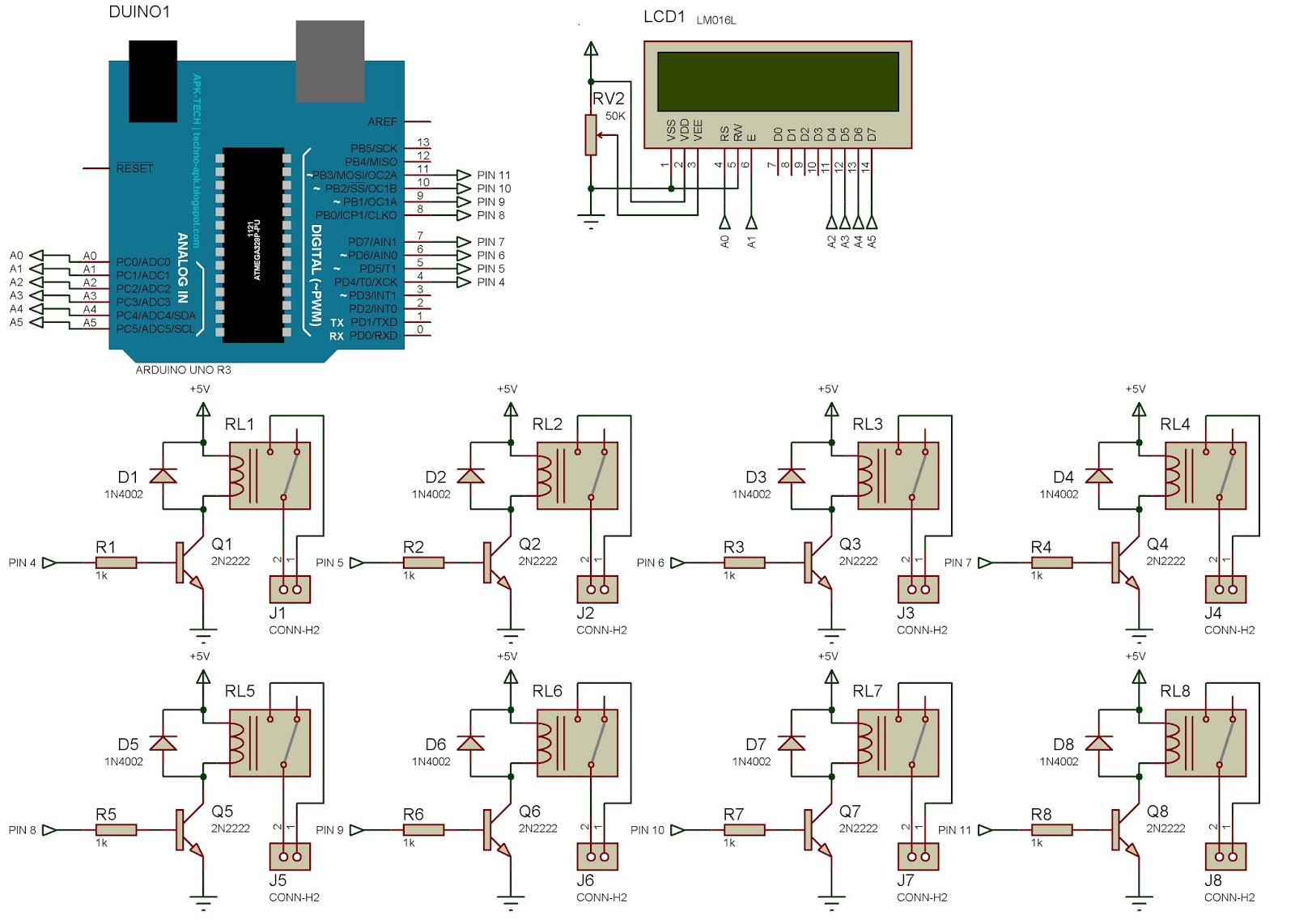Koneksi Arduino UNO dengan LCD
