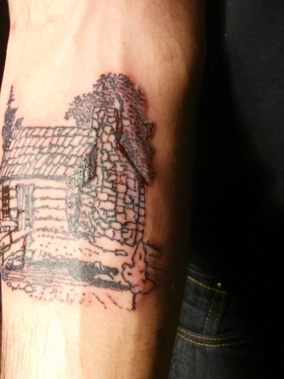 Tattoo Alchemist: Log Cabin Line Art - Arm