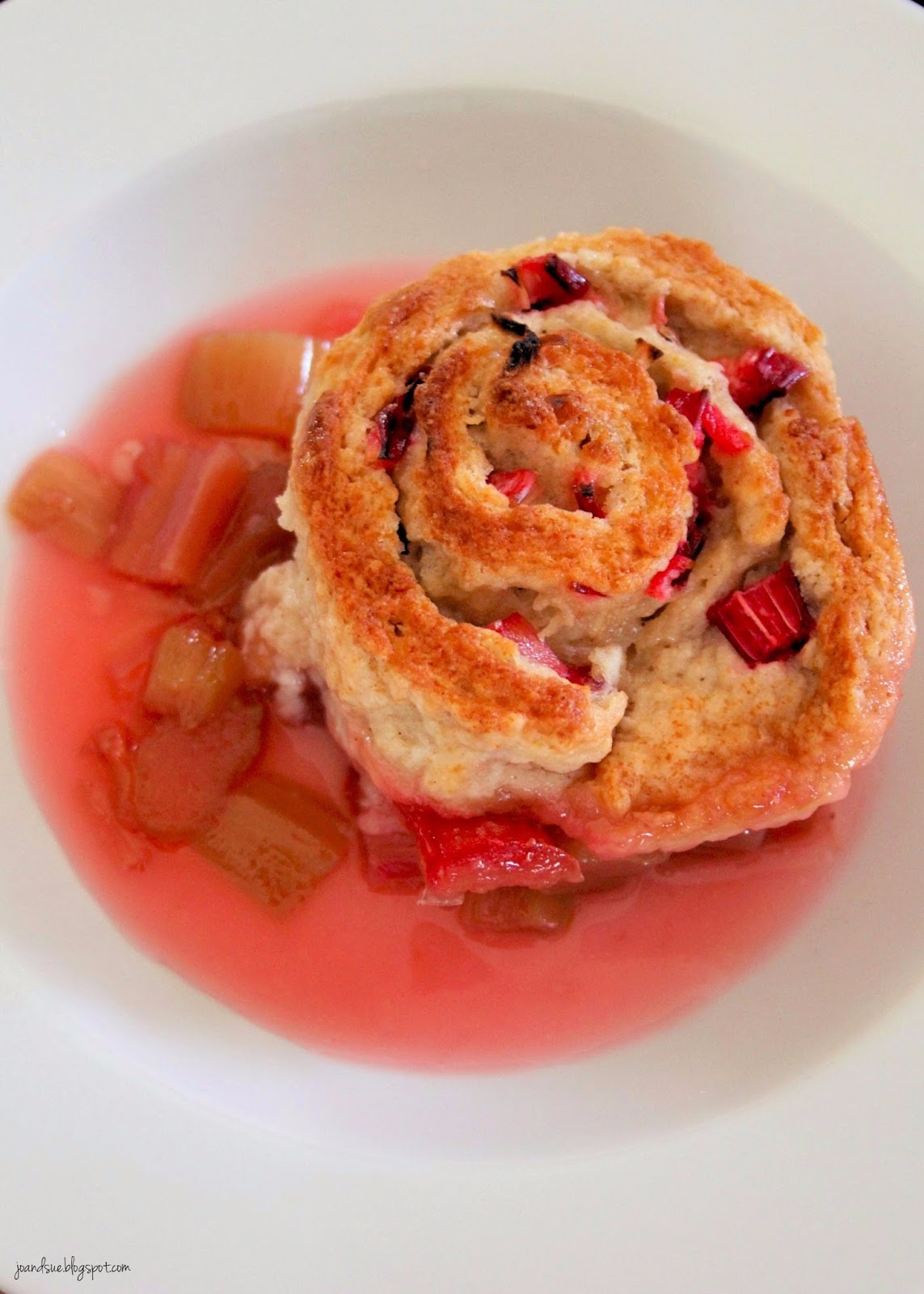 Jo and Sue: Rhubarb Roll Up Cobbler