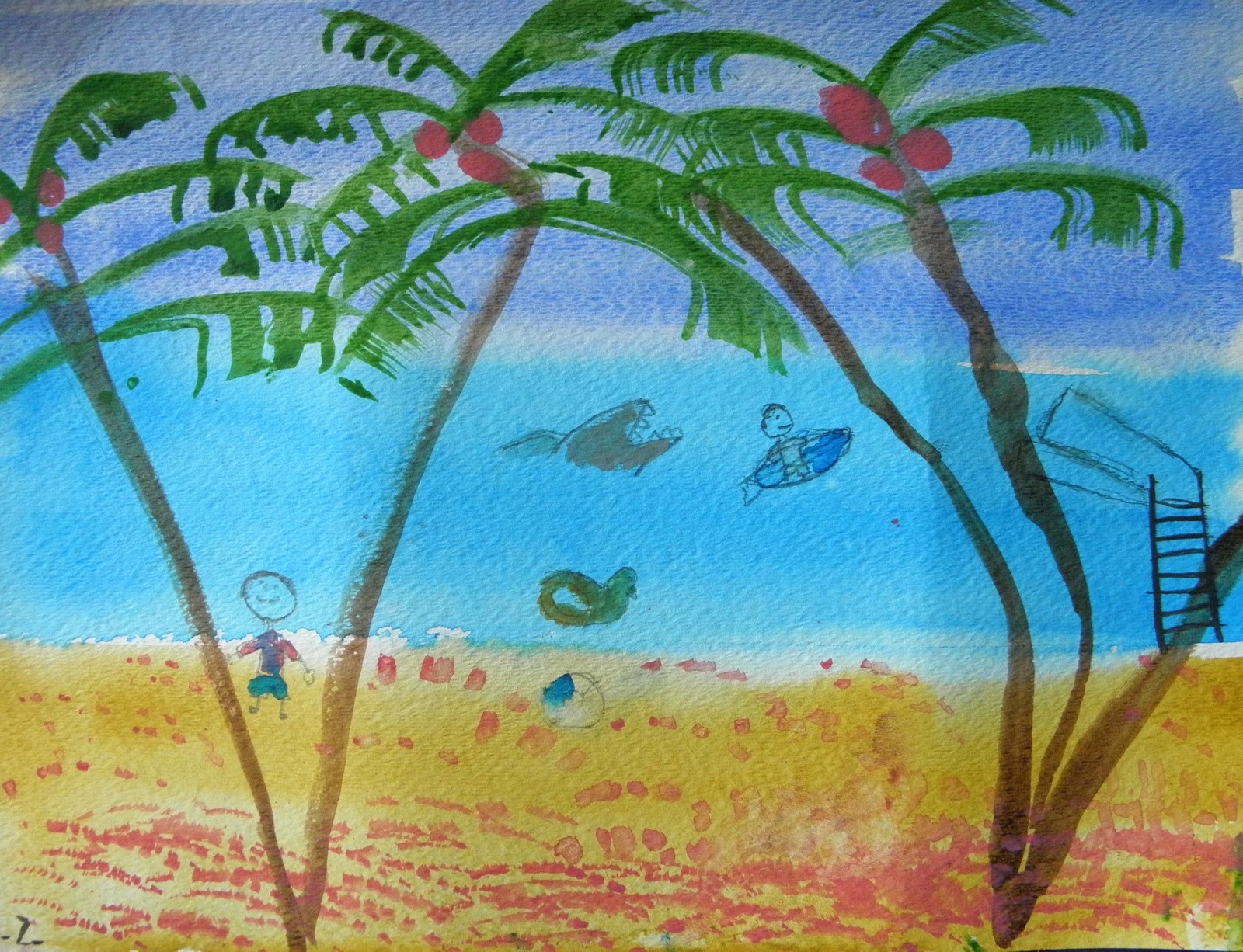 Jenny Liang's Painting and Drawing Blog: Watercolor - Beach, Tree