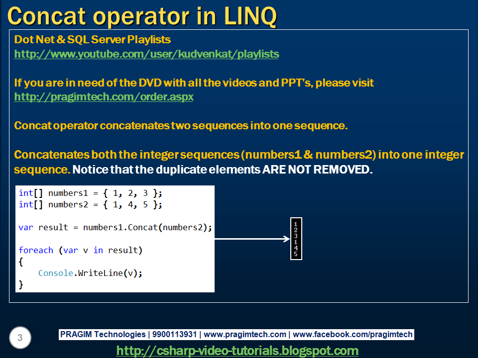Sql Server Net And C Video Tutorial Part 29 Concat Operator In Linq