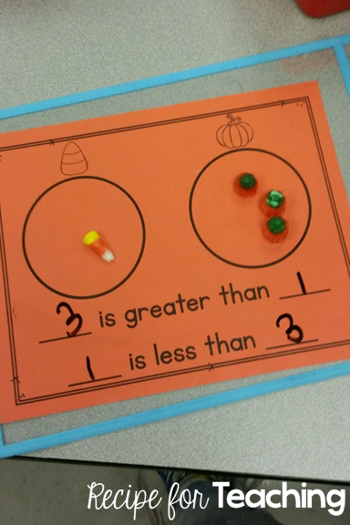 Candy Corn and Candy Pumpkin Greater Than and Less Than - Recipe for ...