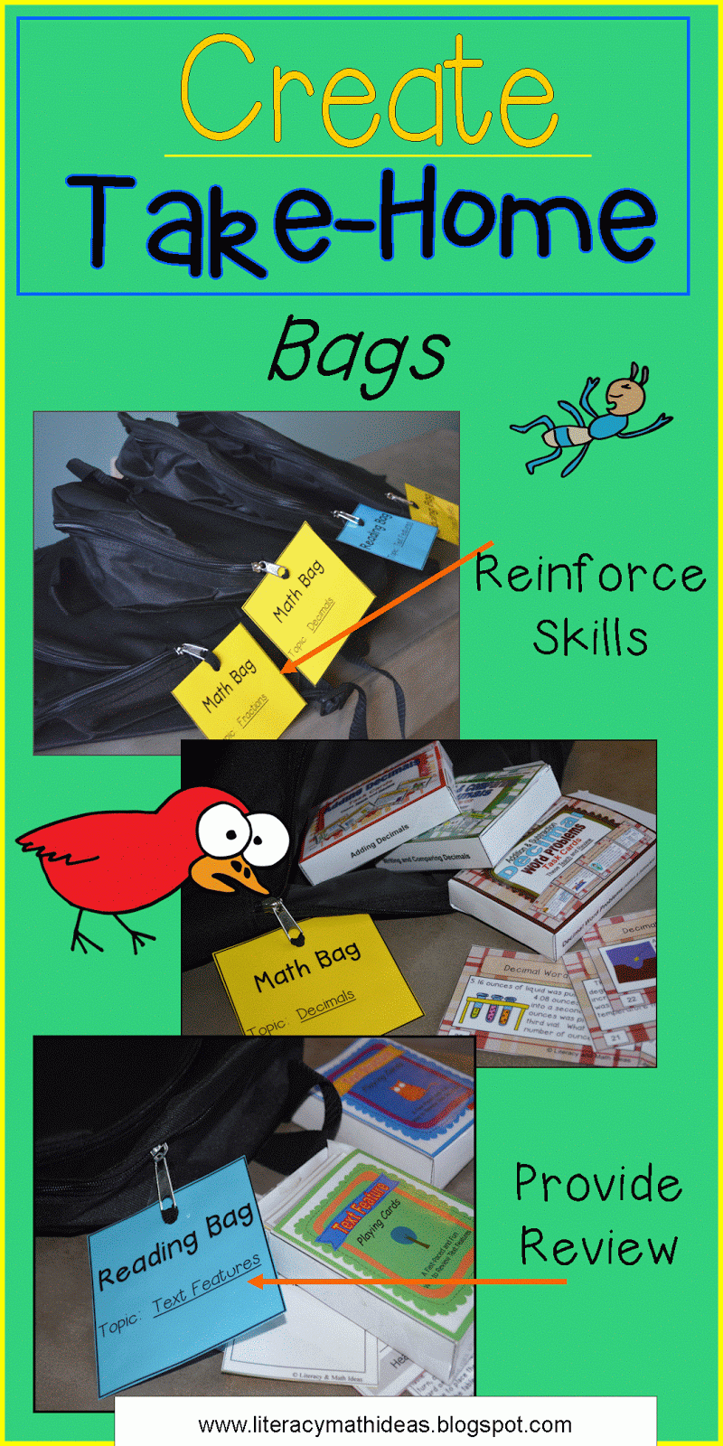 Literacy & Math Ideas: Create Take Home Bags For Student Review
