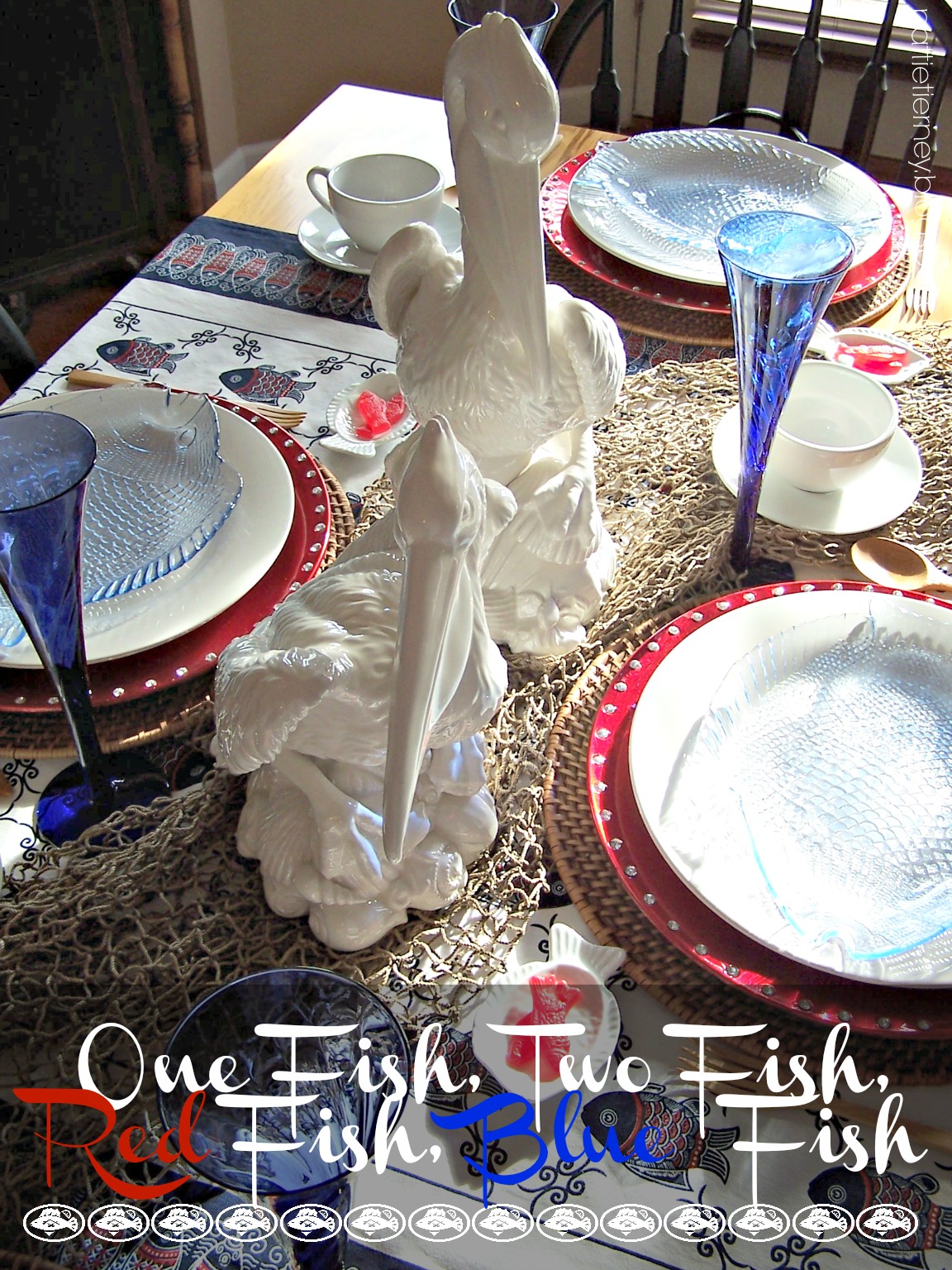 Olla-Podrida: One Fish, Two Fish, Red Fish, Blue Fish Tablescape