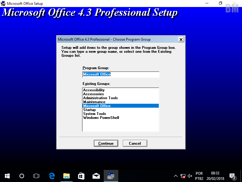 Instalando e usando o Microsoft Office 4.3 no Windows 10