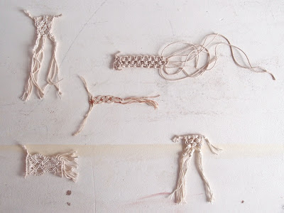 A T S W I M - T W O - B I R D S: macrame samples.