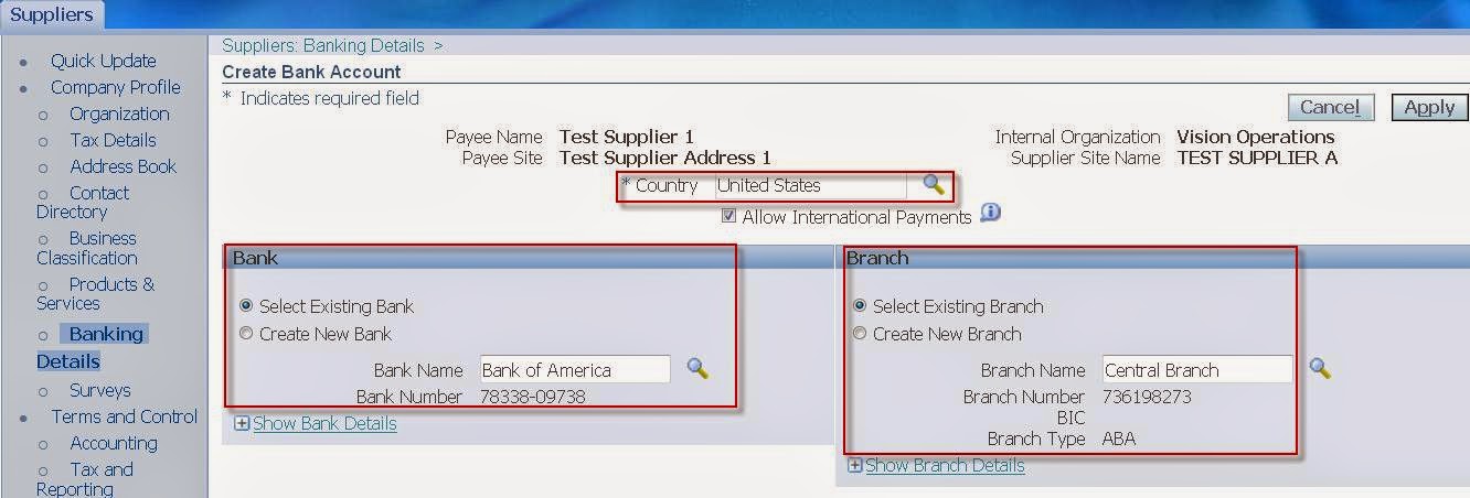 Steps to Create Supplier, Supplier Site and Supplier Banks : Oracle EBS ...