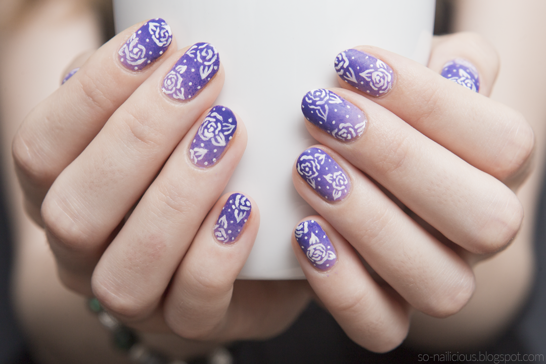 Nailicious.: Fioletowe, kwieciste, matowe