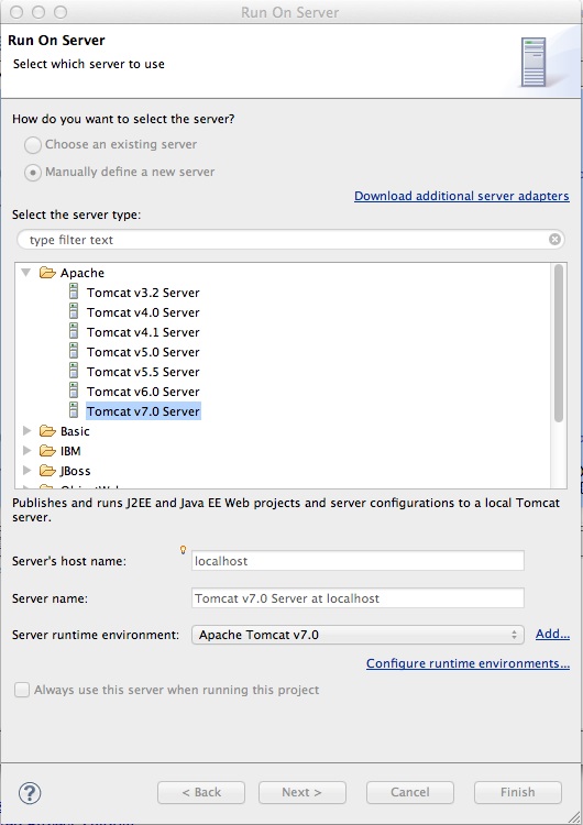 DataNode: Adding Custom Build Apache Tomcat to SpringSource Tool Suite