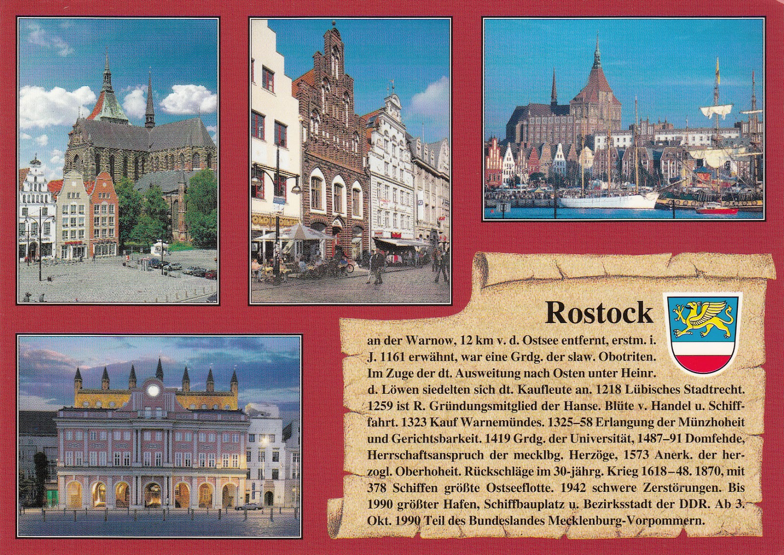 My postcard and stamp week: Germany: History of Rostock