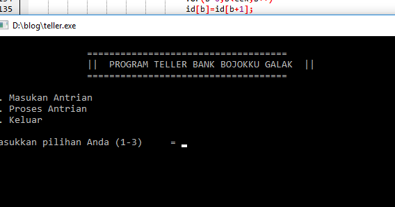 program dev c++: Program C++ Teller Bank menggunakan Antrian