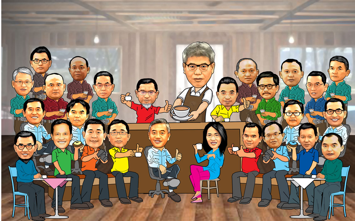 jasa karikatur murah: Karikatur Ngopi Bareng